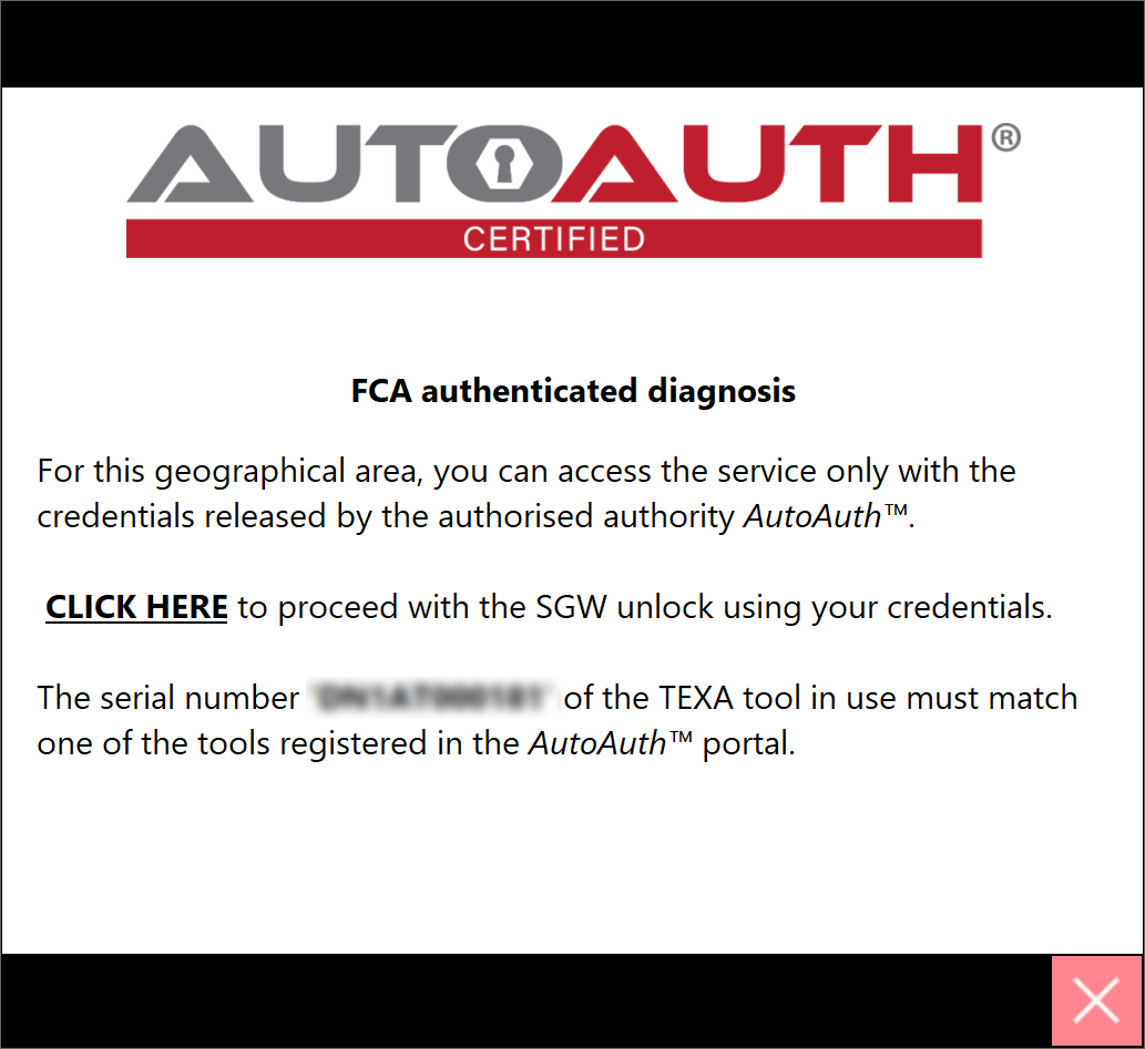 FCA Secure Gateway access - TEXA